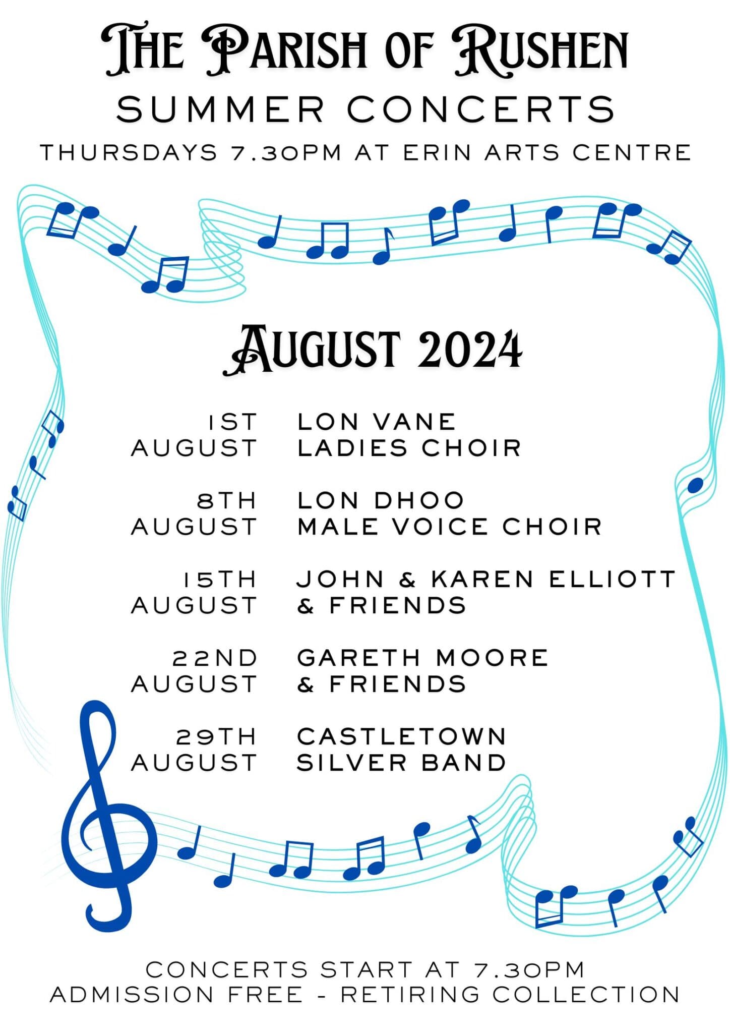 Summer Concerts from The Parish of Rushen: August 2024 – Erin Arts Centre